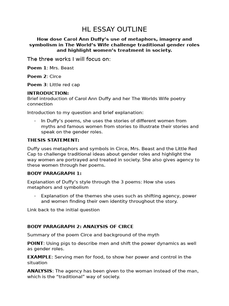 Hl Eessay Outline | PDF | Poetry