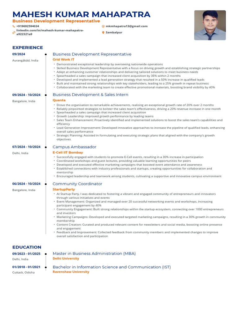 Mahesh Kumar’s resume | PDF | Startup Company | Small Business & Entrepreneurs