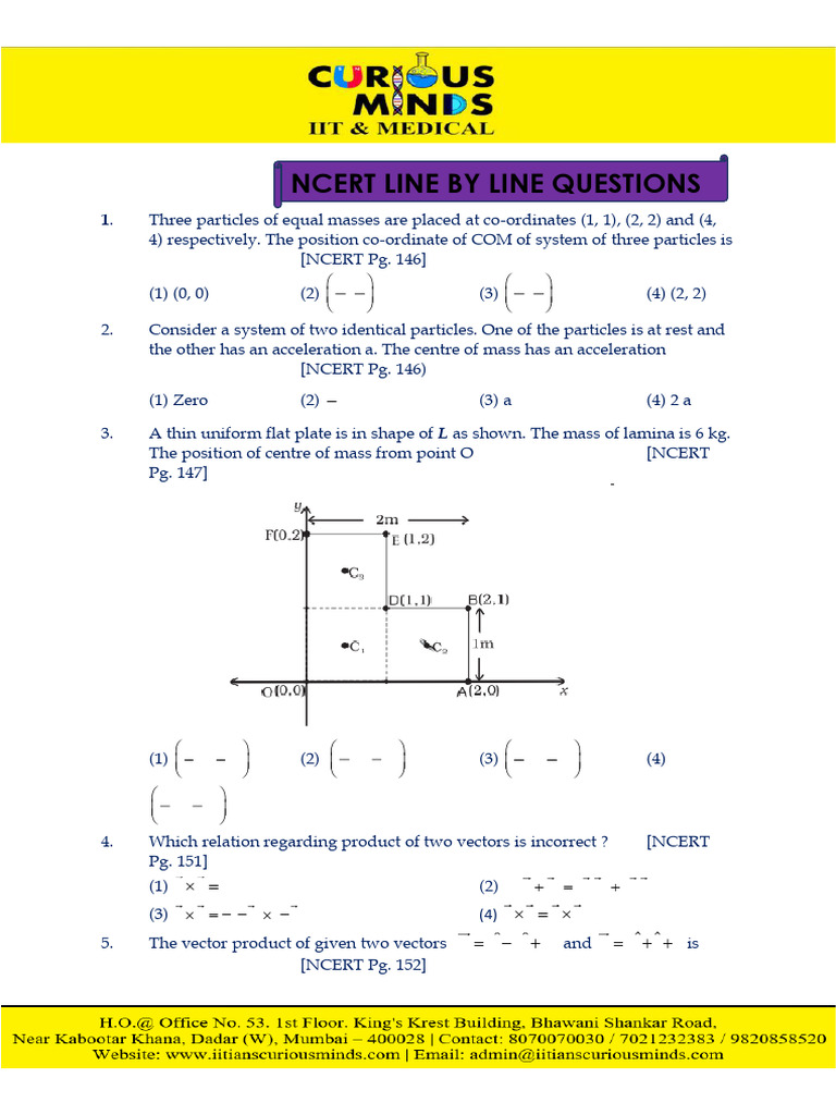 07-System of Particles - Rotatinal Dynamics - Q | PDF | Rotation Around A Fixed Axis | Angular ...