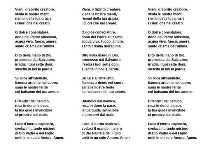 Vieni, o Spirito Creatore | PDF