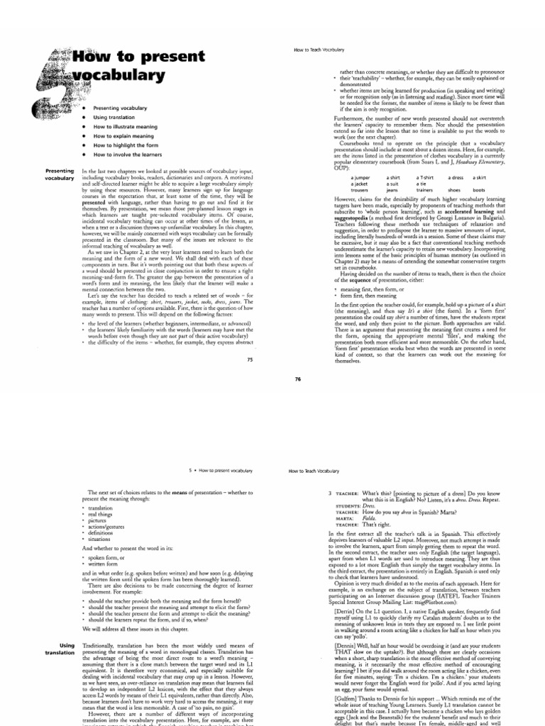 How To Present Vocabulary | PDF