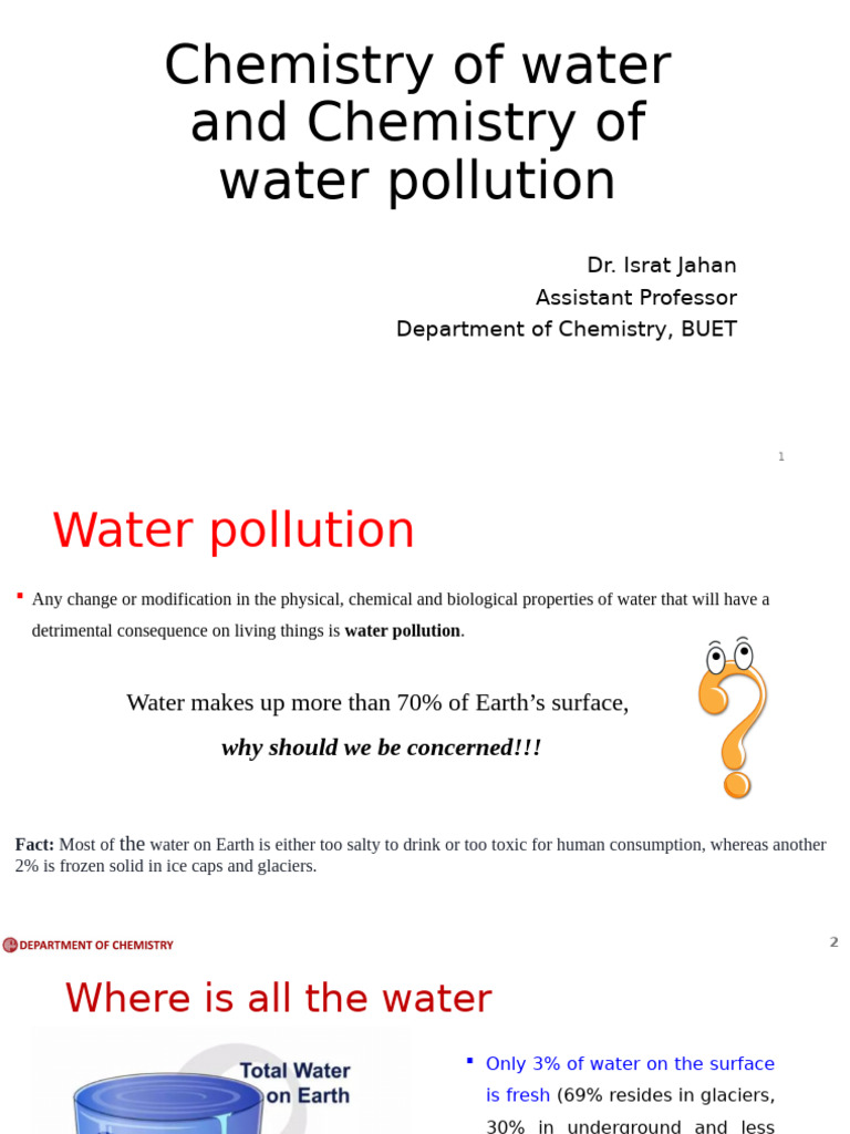 Chemistry of Water Pollution - Dr. Israt | PDF | Ocean Acidification ...