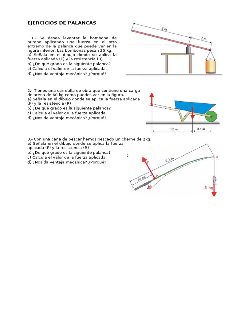 Ejercicios de Palancas | PDF