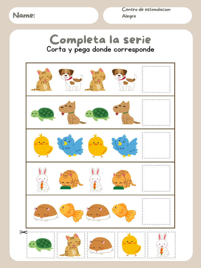 Pet Animals Pattern Worksheet in Colorful Illustrated Style - 20250324 ...