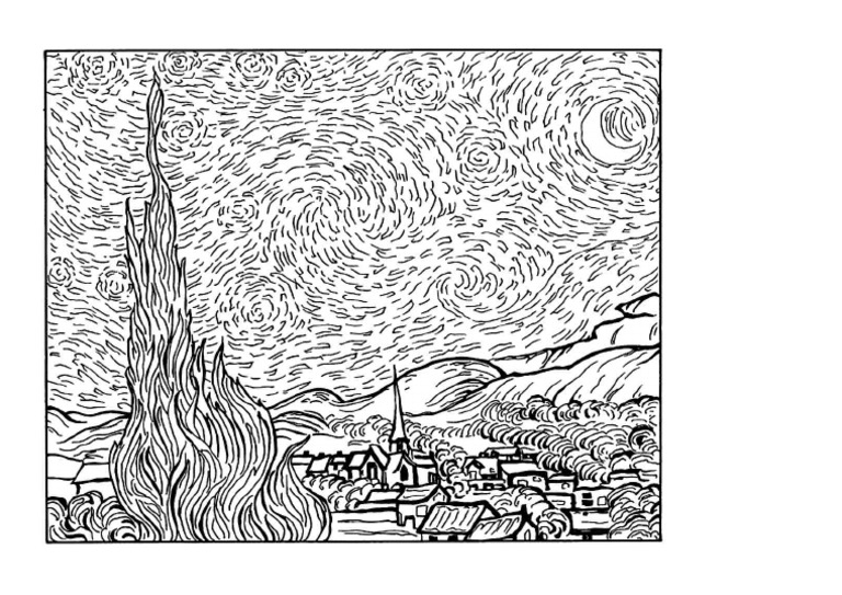 Coloring Adult Van Gogh Starry Night | PDF