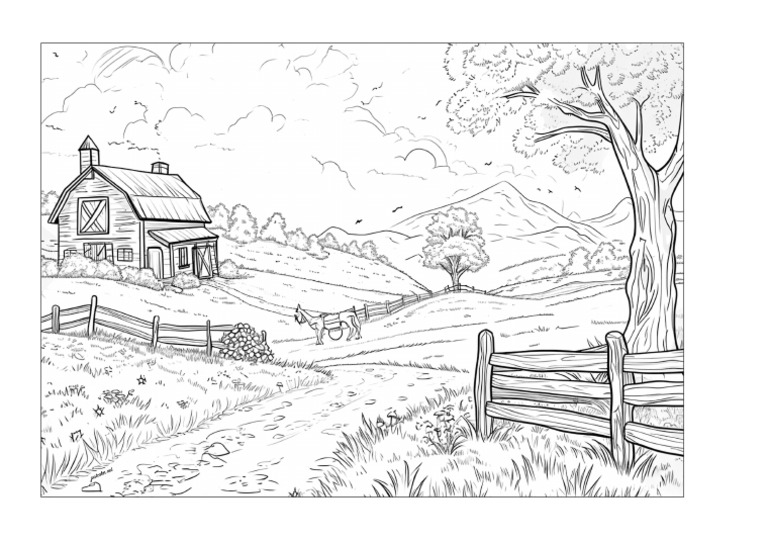 Coloring Landscape Farm | PDF