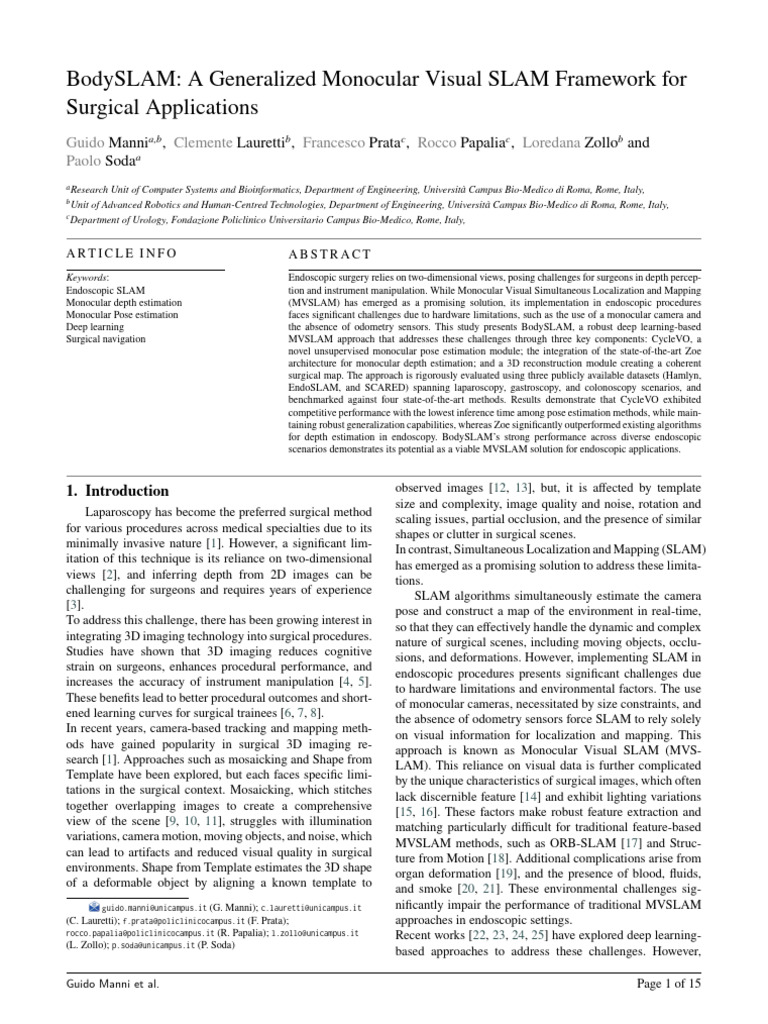 Bodyslam: A Generalized Monocular Visual Slam Framework For Surgical ...