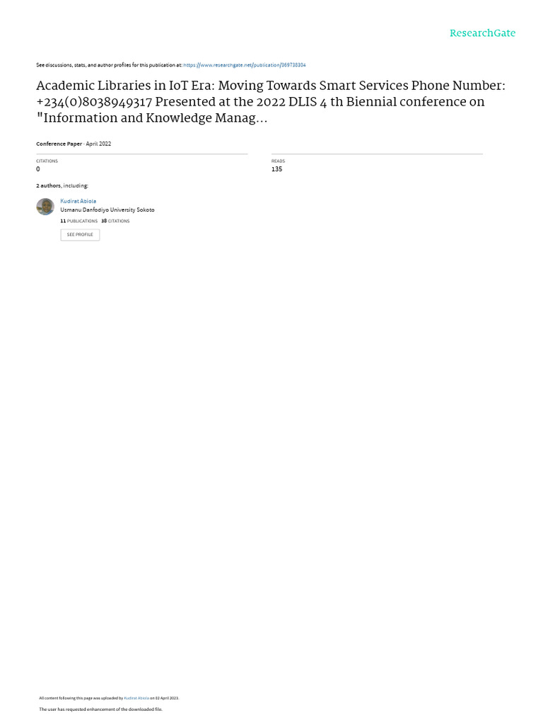 Academic Libraries in IoT Era Moving Towards Smart Services | PDF ...