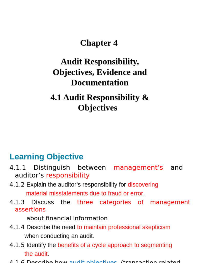 APP I Chapter 5, PT I, Audit Responsibility and Objectives | PDF ...