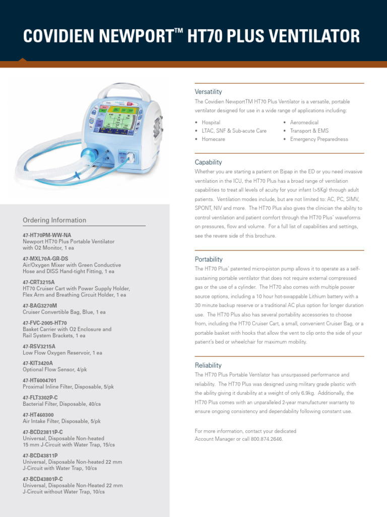 THS-Covidien-HT70Plus-Portable-Ventilator | PDF | Clinical Medicine ...