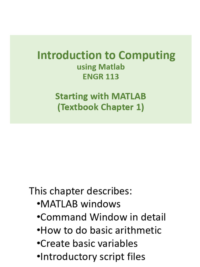 ENGR113 - Lecture 3 - Starting With MATLAB | PDF | Trigonometric Functions | Multiplication
