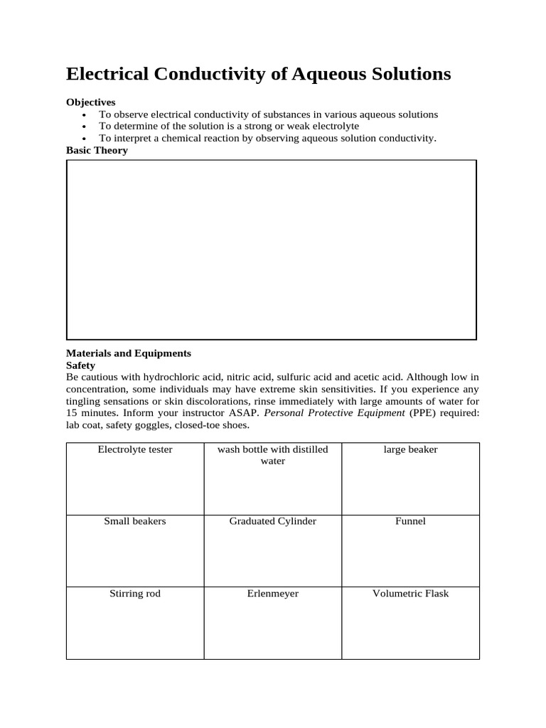 Aqueous Solution Conductivity Analysis | PDF | Acid | Aqueous Solution