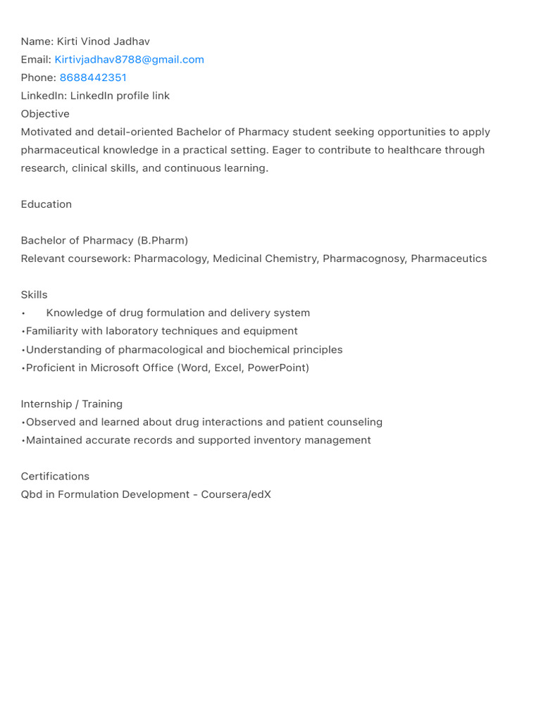 Name - Kirti Vinod Jadhav | PDF