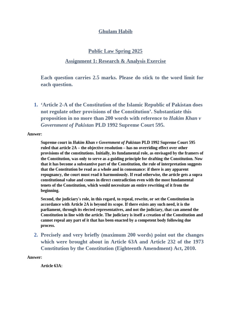 Analysis of Pakistan's Constitutional Amendments | PDF | Constitution ...