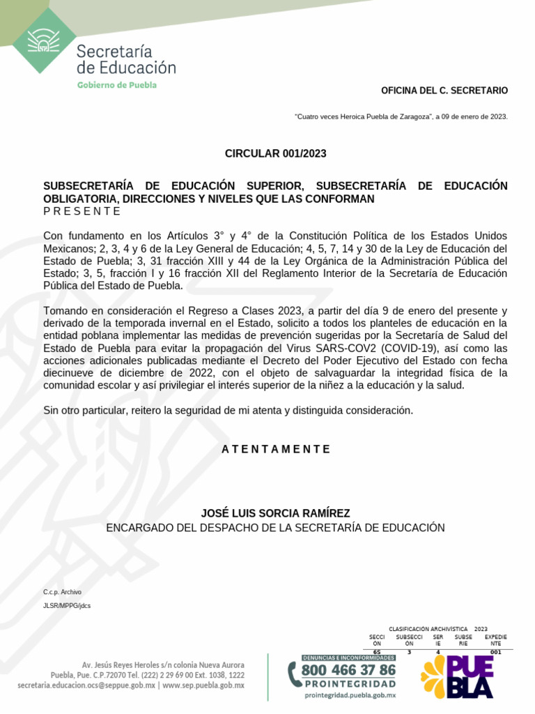 Formato - Circular Se 2023 | PDF | Gobierno