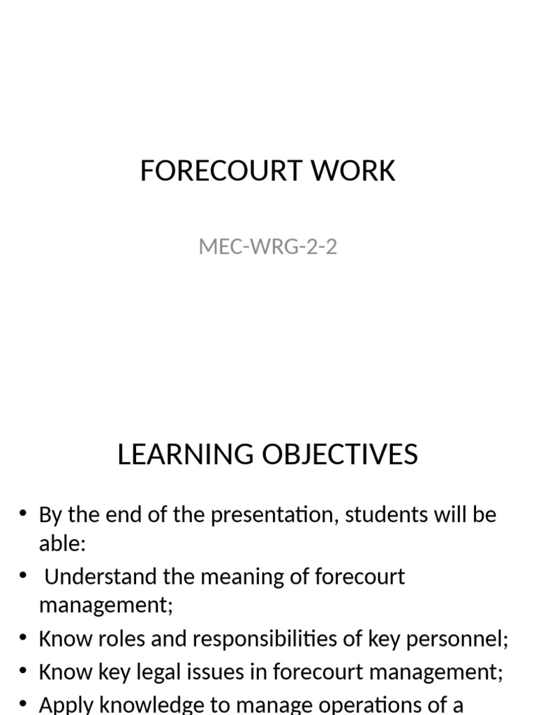 Forecourt Management Training Guide | PDF | Filling Station
