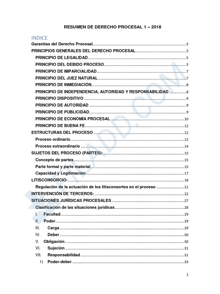 USAR - Resumen Completo Procesal 1 | PDF | Debido al proceso | Ley procesal