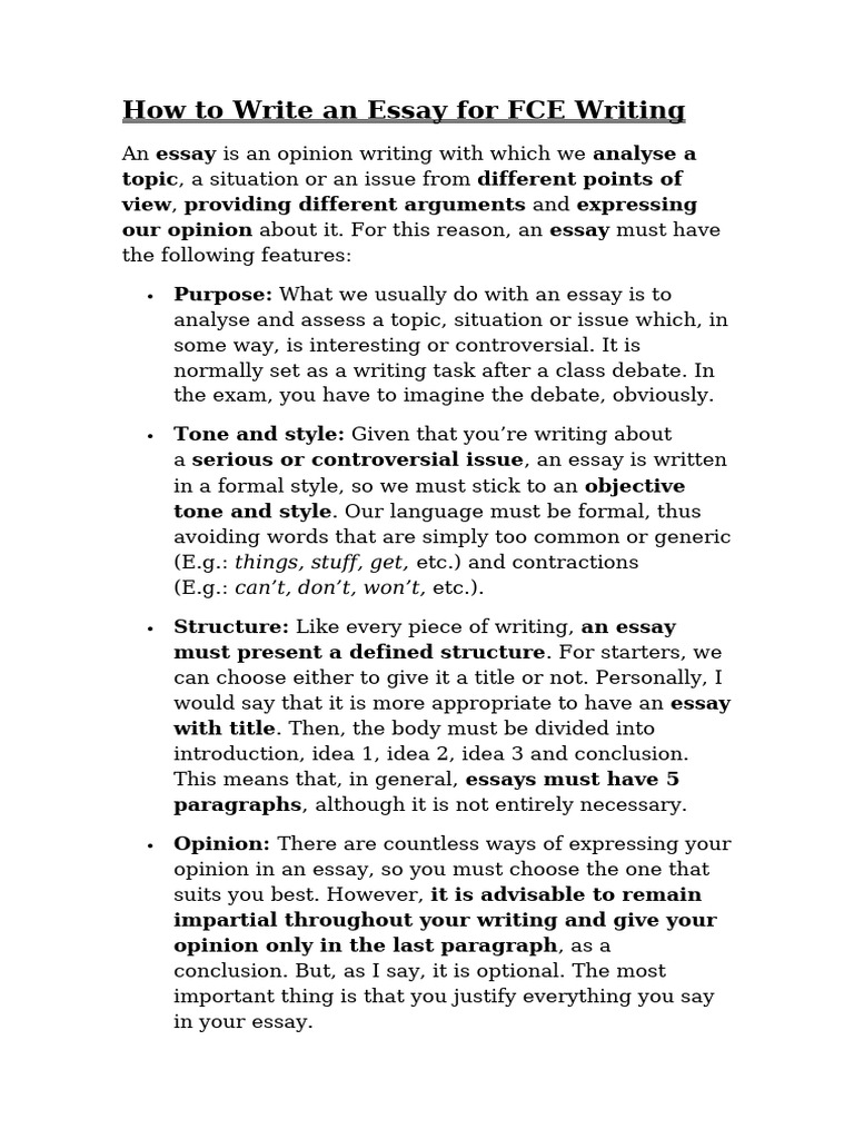 How To Write An Essay For FCE Writing | PDF | Essays | Idea
