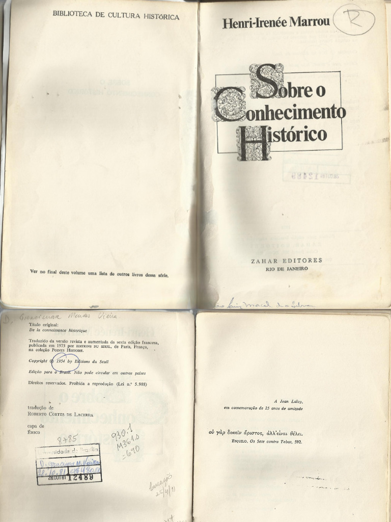MARROU Sobre o Conhecimento Histórico - Henri Irenne Marrou | PDF
