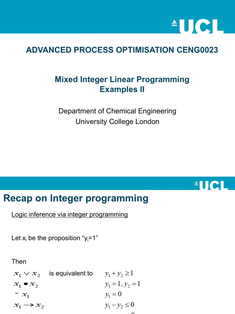 Mixed Integer Linear Programming Examples | PDF | Mathematical Logic ...