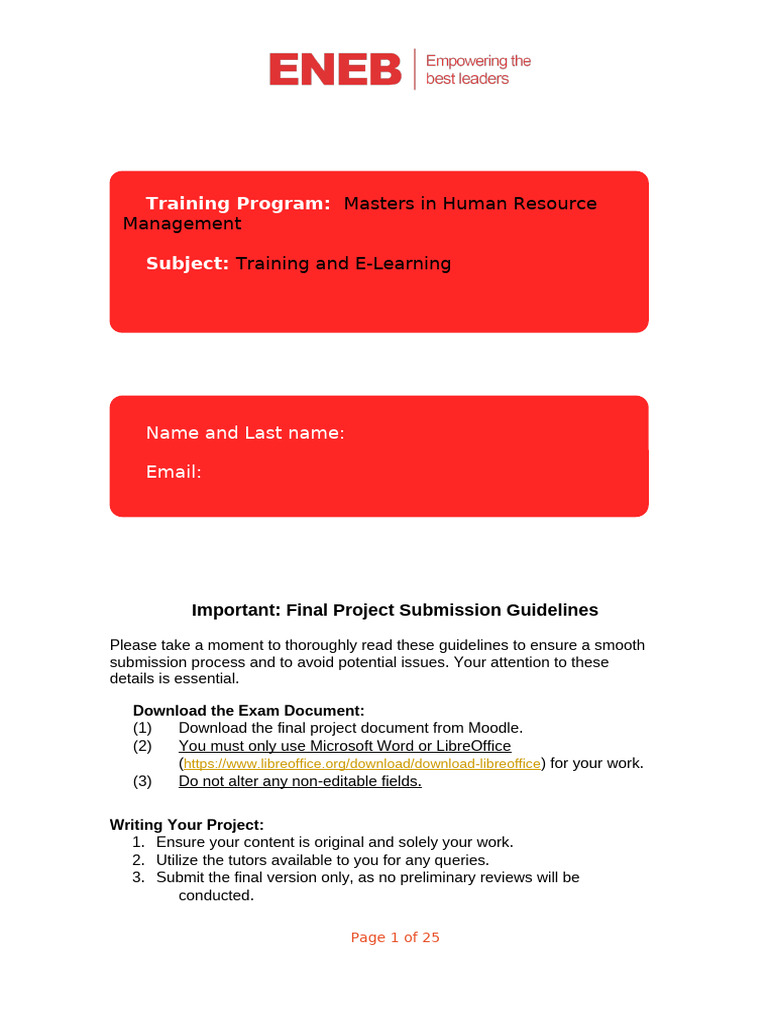 ENEB Training and E-Learning Final Project | PDF | Educational ...