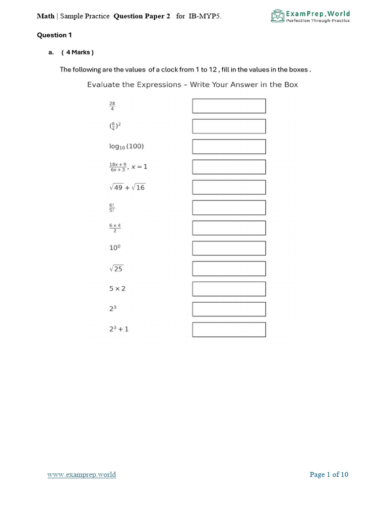 Maths Final Sample Paper 4 | PDF | Food Energy