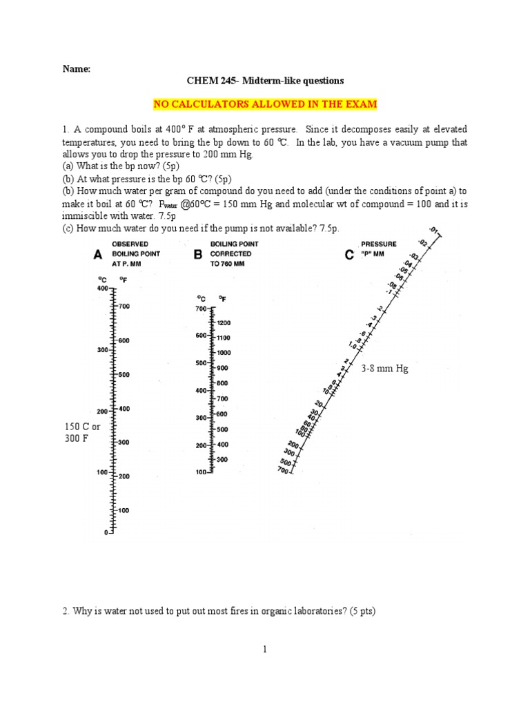 Chem 2445 Midterm Practice Exam | PDF | Solubility | Materials
