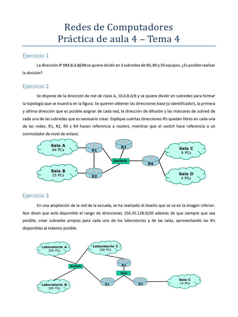 Redes de Computadores - PA4 | PDF | Dirección IP | Protocolos de capa de red
