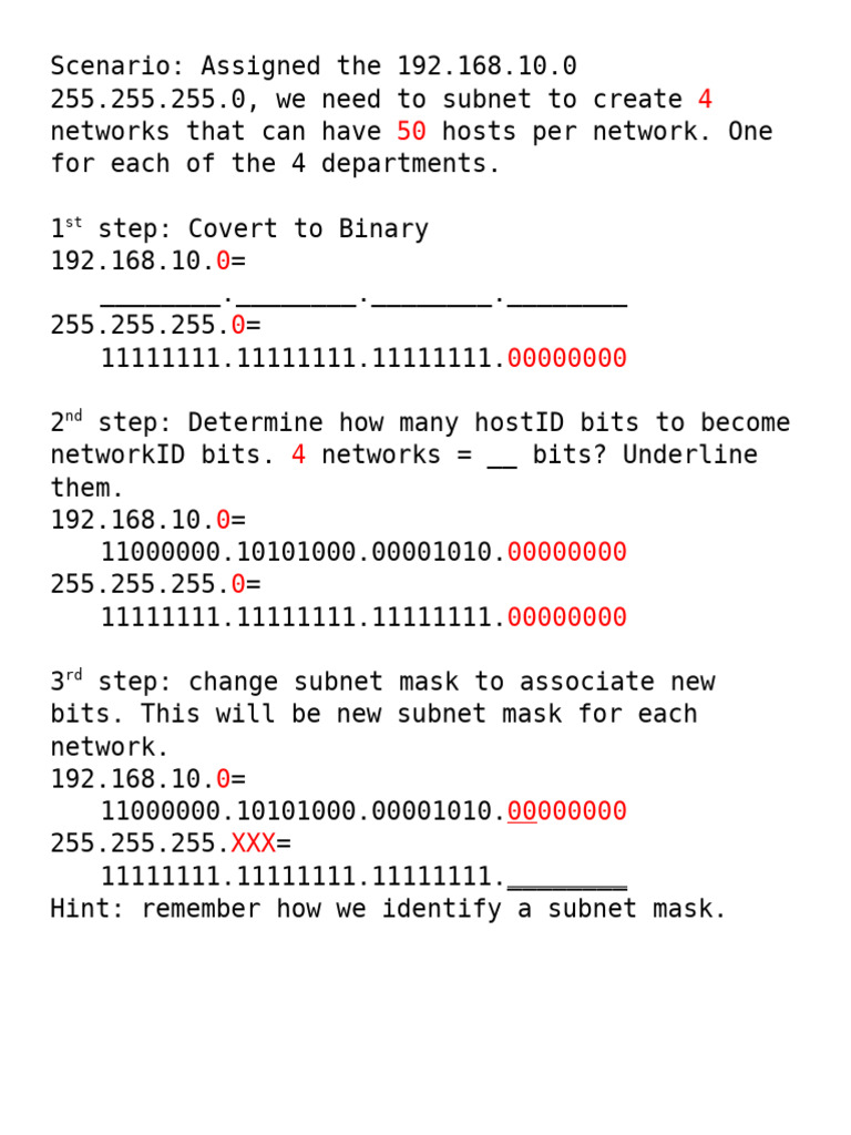 Subnetting Example Doc Practice | PDF