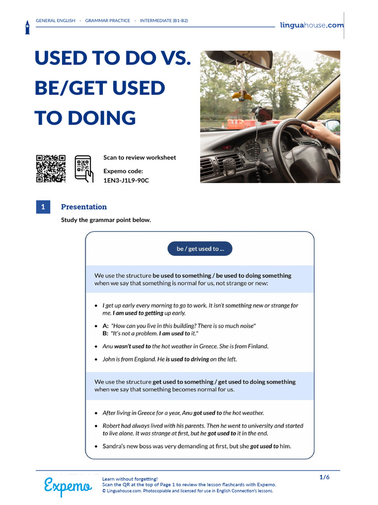 Used To Do Vs Be Get Used To Doing British English Student B1 B2 | PDF | Human Communication ...