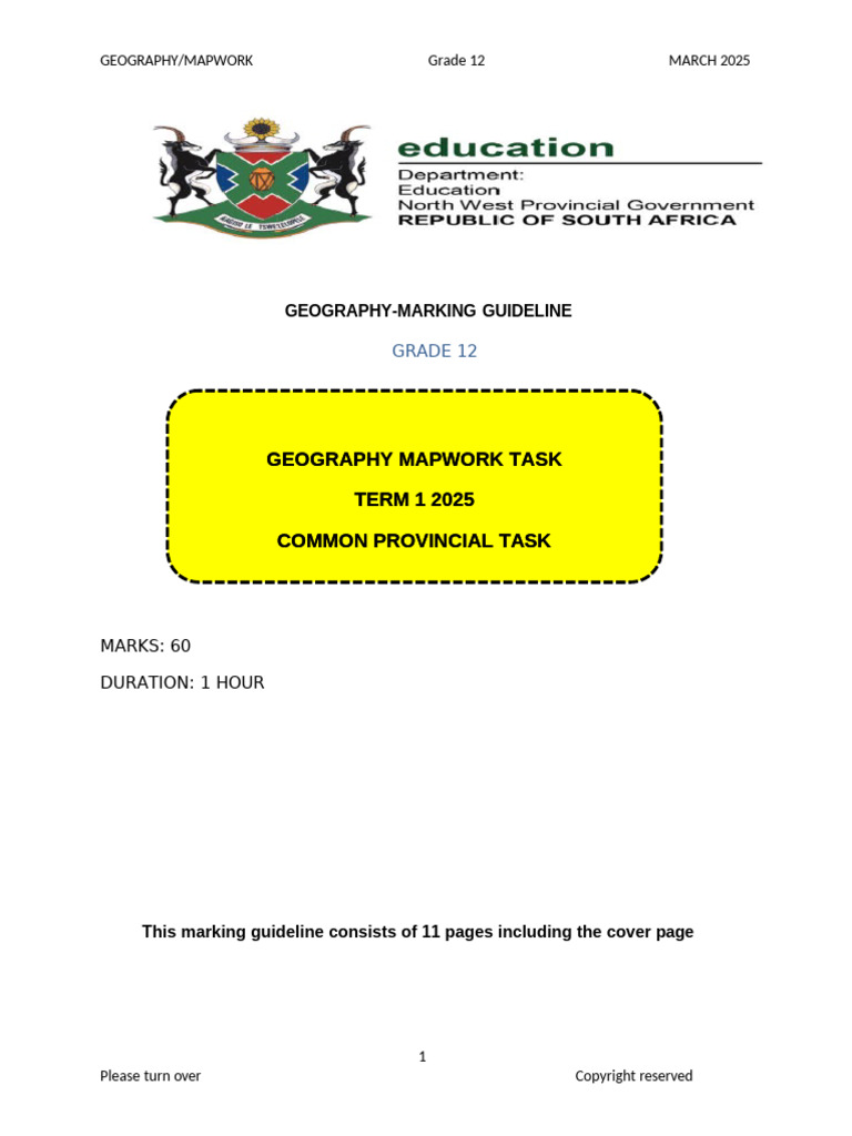 Grade 12 Geography Mapwork Guidelines | PDF | Geographic Information ...