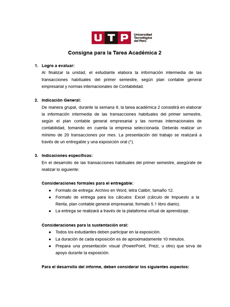 Ta2 - Indicaciones y Rúbrica - A53c | PDF | Contabilidad