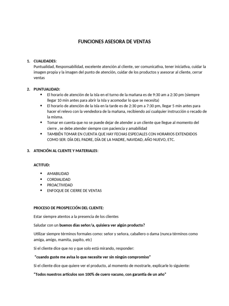 Funciones Asesora de Ventas | PDF | Factura