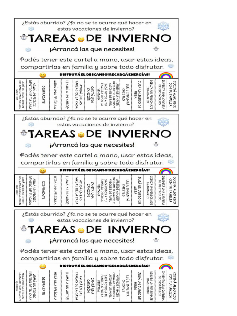 Tareas de Invierno | PDF