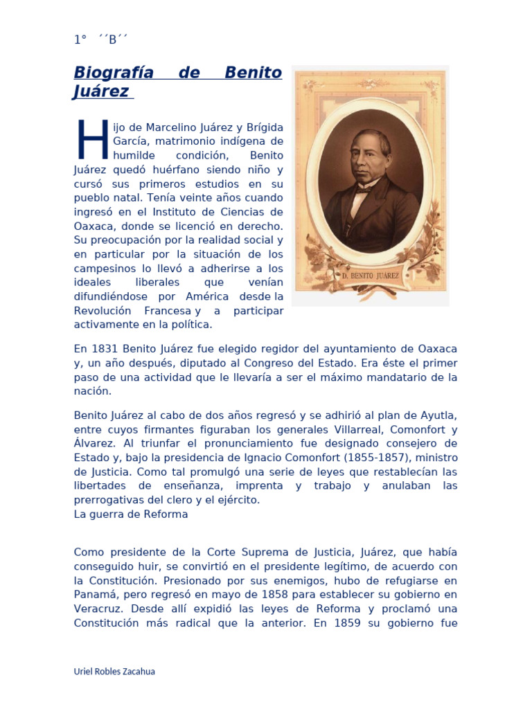 Biografía de Benito Juárez: Legado y Lucha | PDF | Gobierno