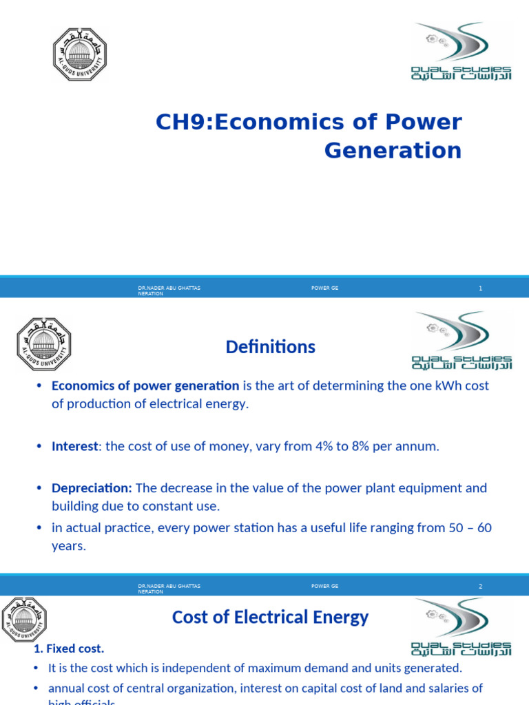CH 9 Economics of Power Stations | PDF | Depreciation | Power Station