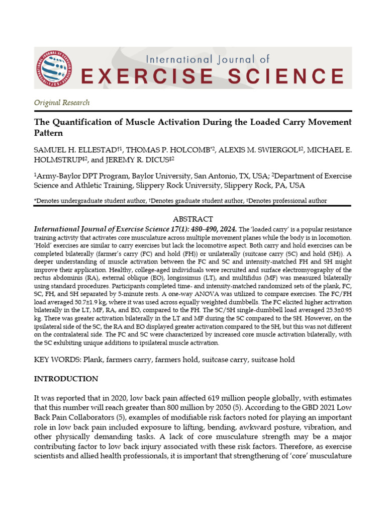 The Quantification of Muscle Activation During The | PDF | Effect Size | Electromyography