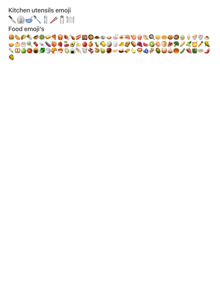 Kitchen and Food Emojis Guide | PDF