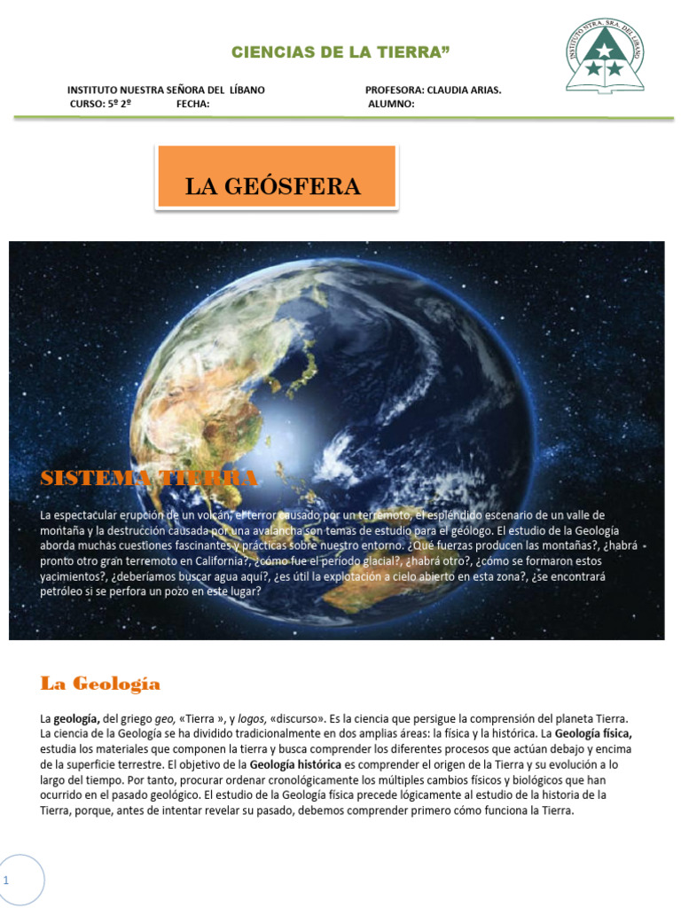 Geósfera 1_417b5c49f7f0381717799c2927aeda52 | PDF | Geología | Tierra