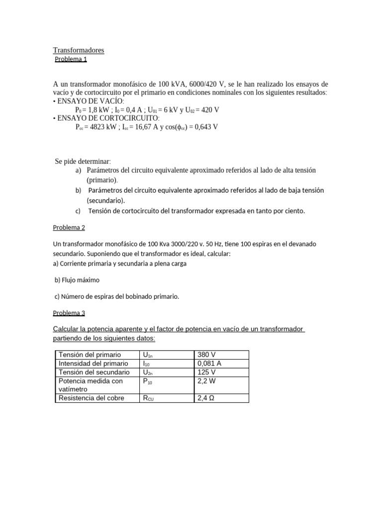 Evaluación 3 (trafos y motores CA) | PDF | Transformador | Energia electrica