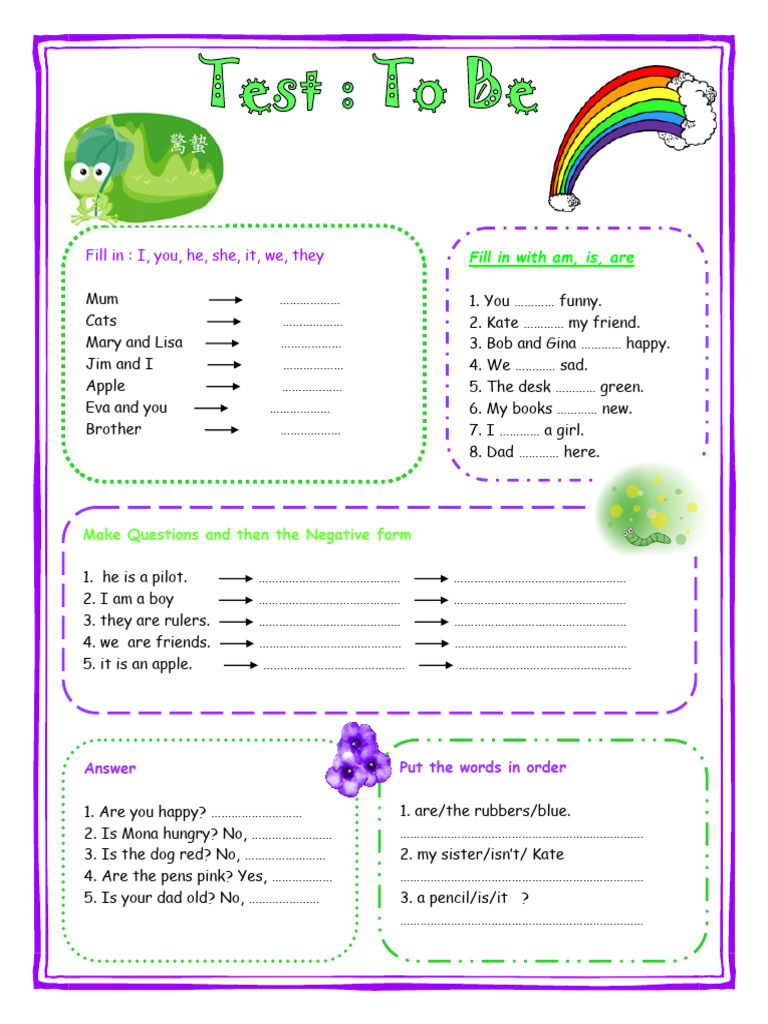 Verb To Be Worksheet | PDF