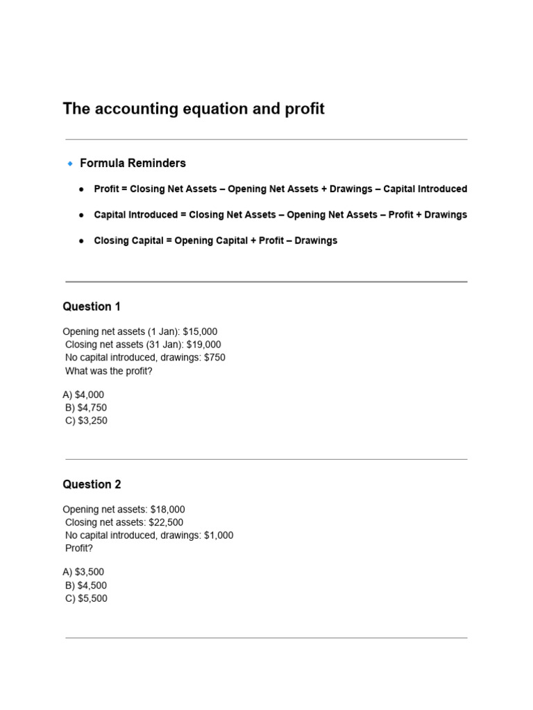 Profit Calculation Exercises | PDF | Balance Sheet | Economies