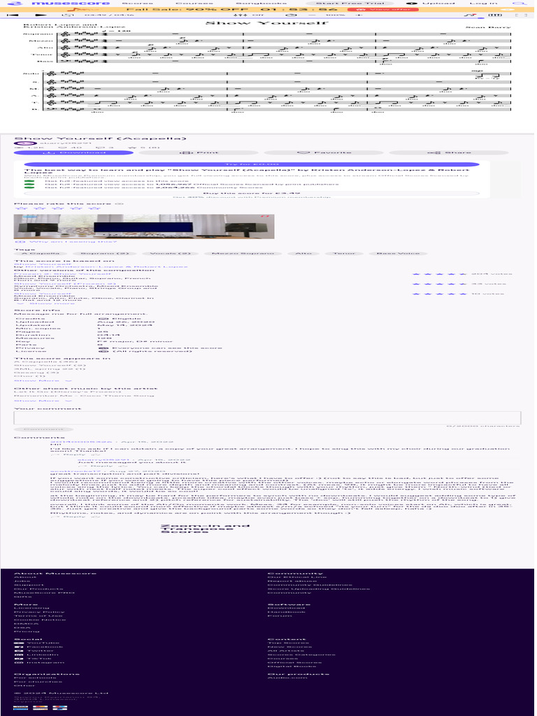 Show Yourself (Acapella) Sheet Music For Soprano, Alto, Tenor, Bass ...