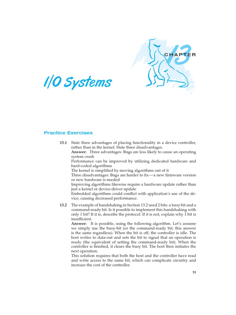 Operating System Exercises Chapter 13 Sol Pdf Inputoutput Device Driver
