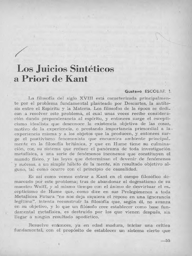 Vista de Los Juicios Sintéticos A Priori de Kant | PDF