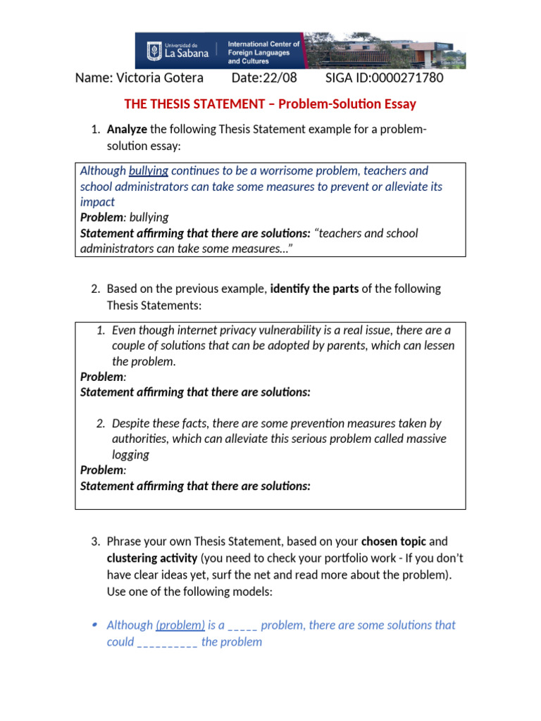 Thesis Statement Workshop | PDF