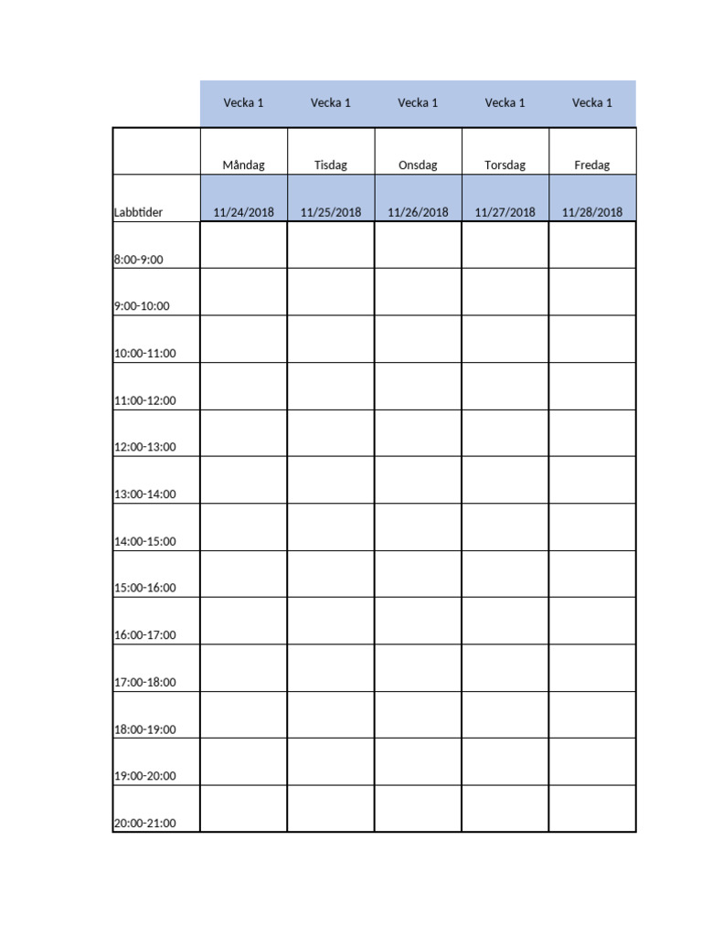 Veckoschema | PDF