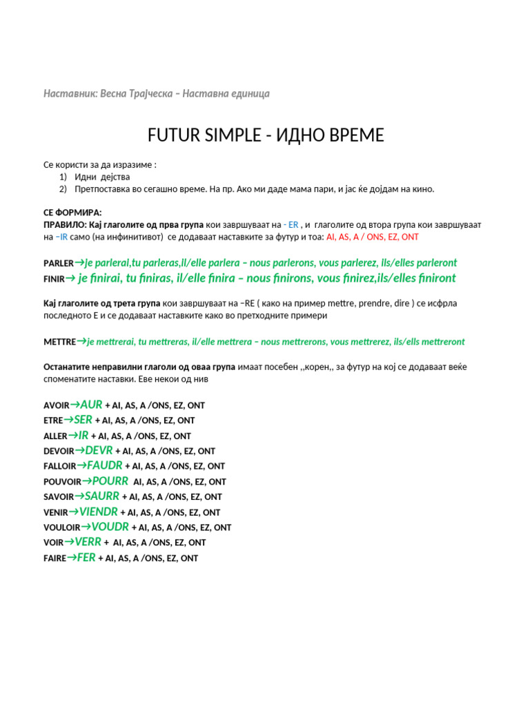 futur simple | PDF