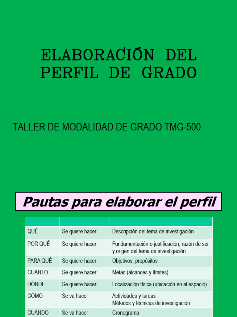 ELABORACIÓN DEL PERFIL DE GRADO | PDF | Datos | Análisis