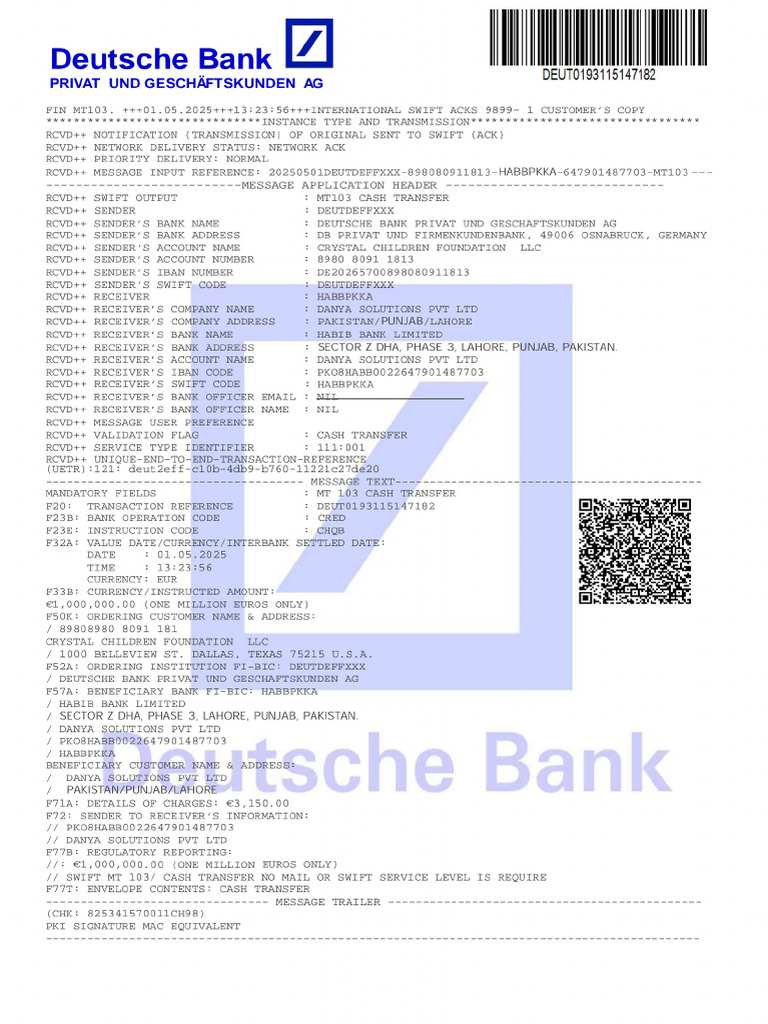 1M Swift Transfer Copies | PDF